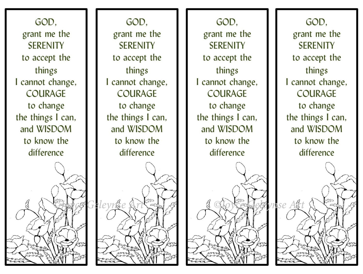 Printable Serenity Prayer Bookmark
