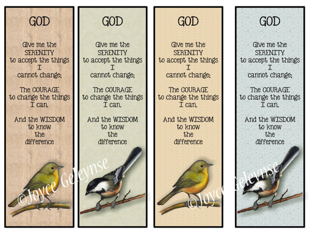 Printable Serenity Prayer Bookmark