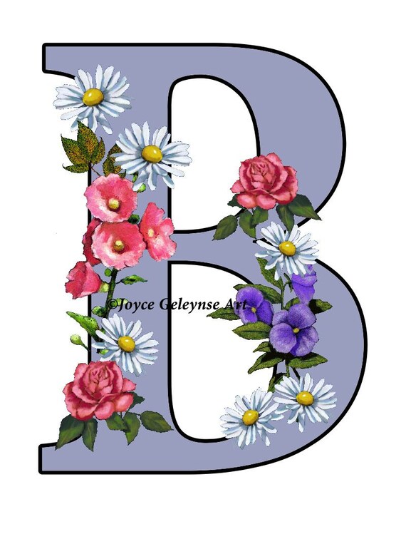 Letter B Initial Flower Covered Letter Alphabet Roses | Etsy