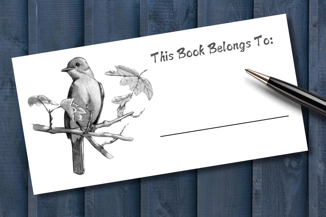 Bookplates With BIRD, Pencil Drawing, Wildlife Art, This Book Belongs ...
