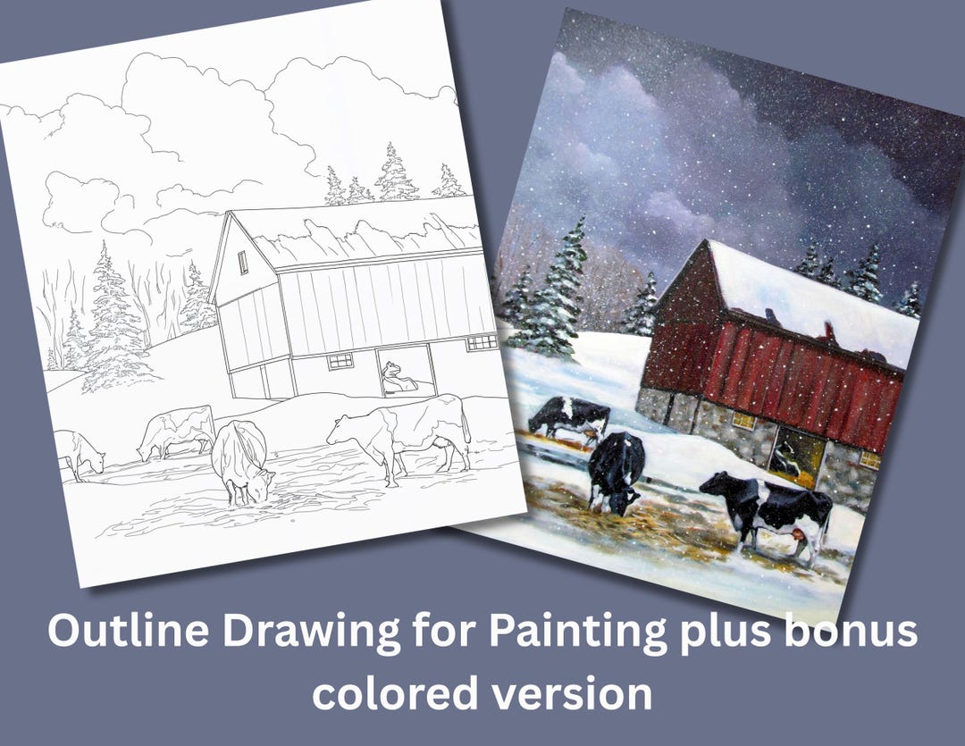 Printable COWS Coloring Page, Transfer to Canvas and Paint or Print and ...