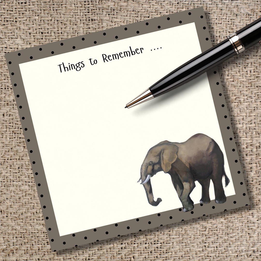 Elephant MEMO Pad Page, PRINTABLE, Things to Remember, Don't Forget ...