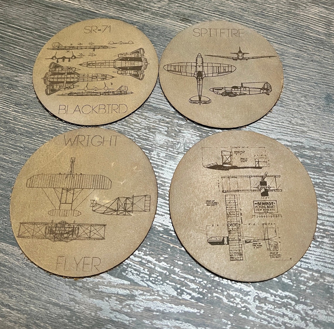 Aircraft Schematic Leather Coasters - Etsy