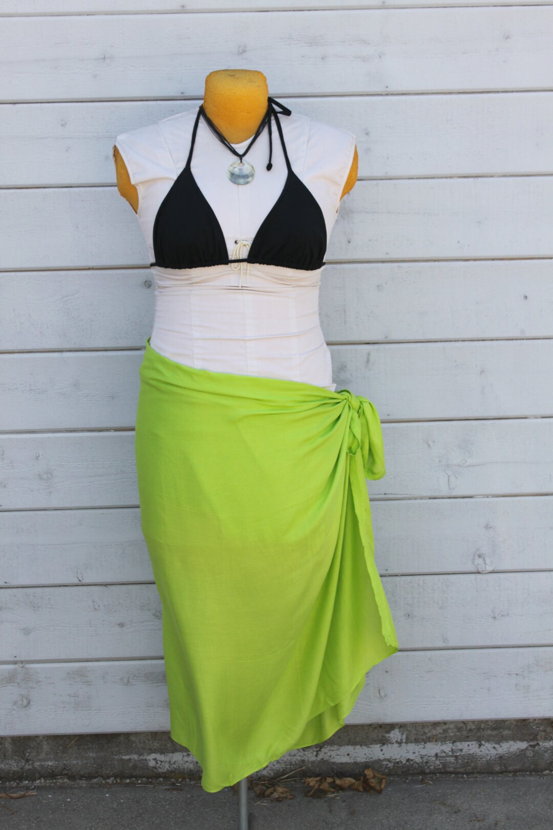 Lower Price Lime Green Color-pareo-solid Color-full - Etsy