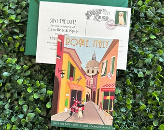 Italian Themed Hand Drawn Save the Date Invite, Italy Themed Invite ...