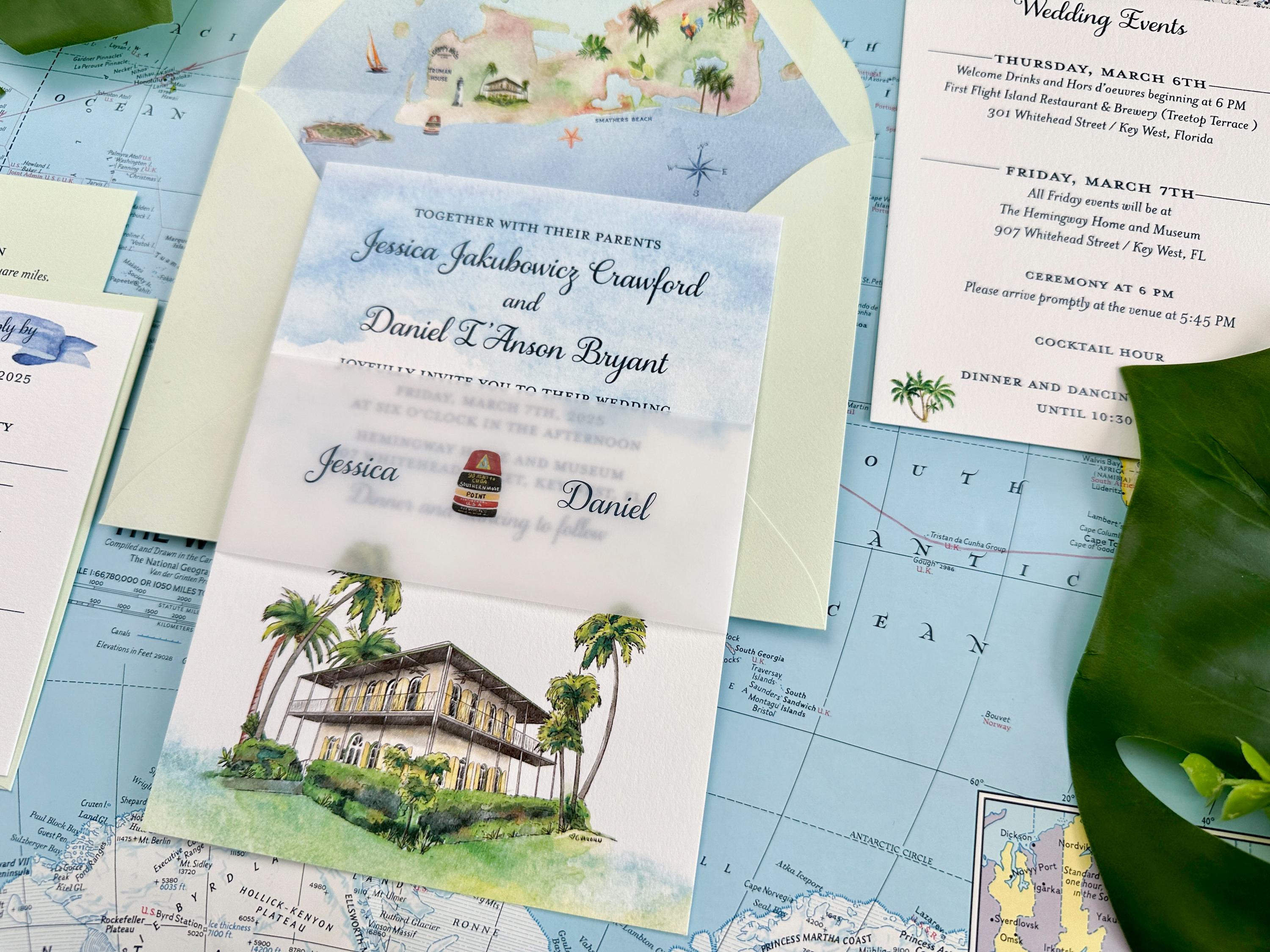 Hemingway House Watercolor Wedding Invitation (key West, Florida ...