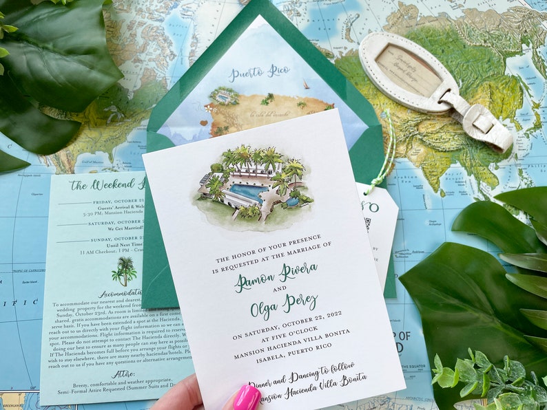 Custom Watercolor Wedding Invitation isabela Puerto Rico - Etsy