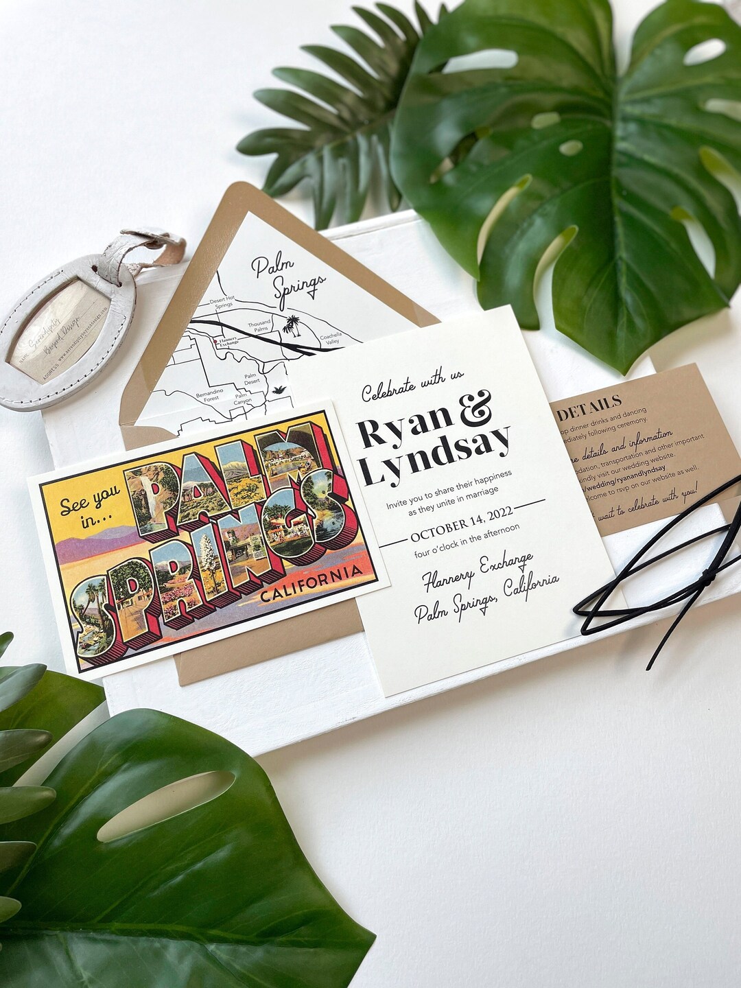 Palm Springs Vintage Postcard Wedding Invitation (california) - Design ...