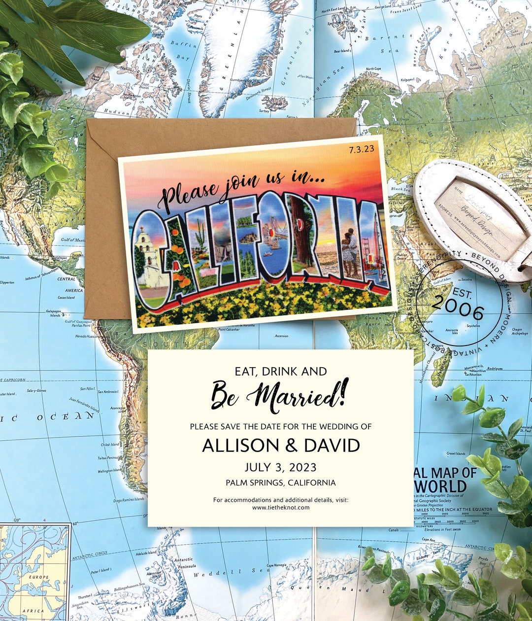 Save the Date - California - Vintage Large Letter Postcard - Design Fee ...