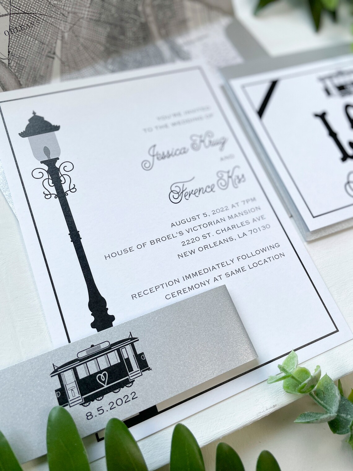 Modern Streetcar Wedding Invitation new Orleans Design Fee - Etsy