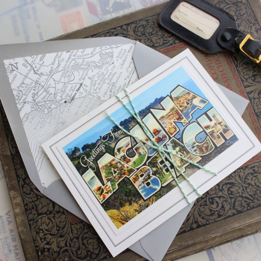 Laguna Beach Vintage Postcard Wedding Invitation california Design Fee ...