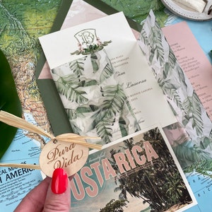 Tropical Vellum and Monogram Wedding Invitation (costa Rica) - Design ...