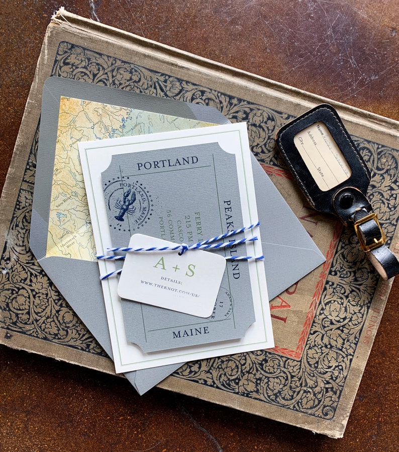 Compass Flat Card Wedding Invitation peaks Island Maine | Etsy