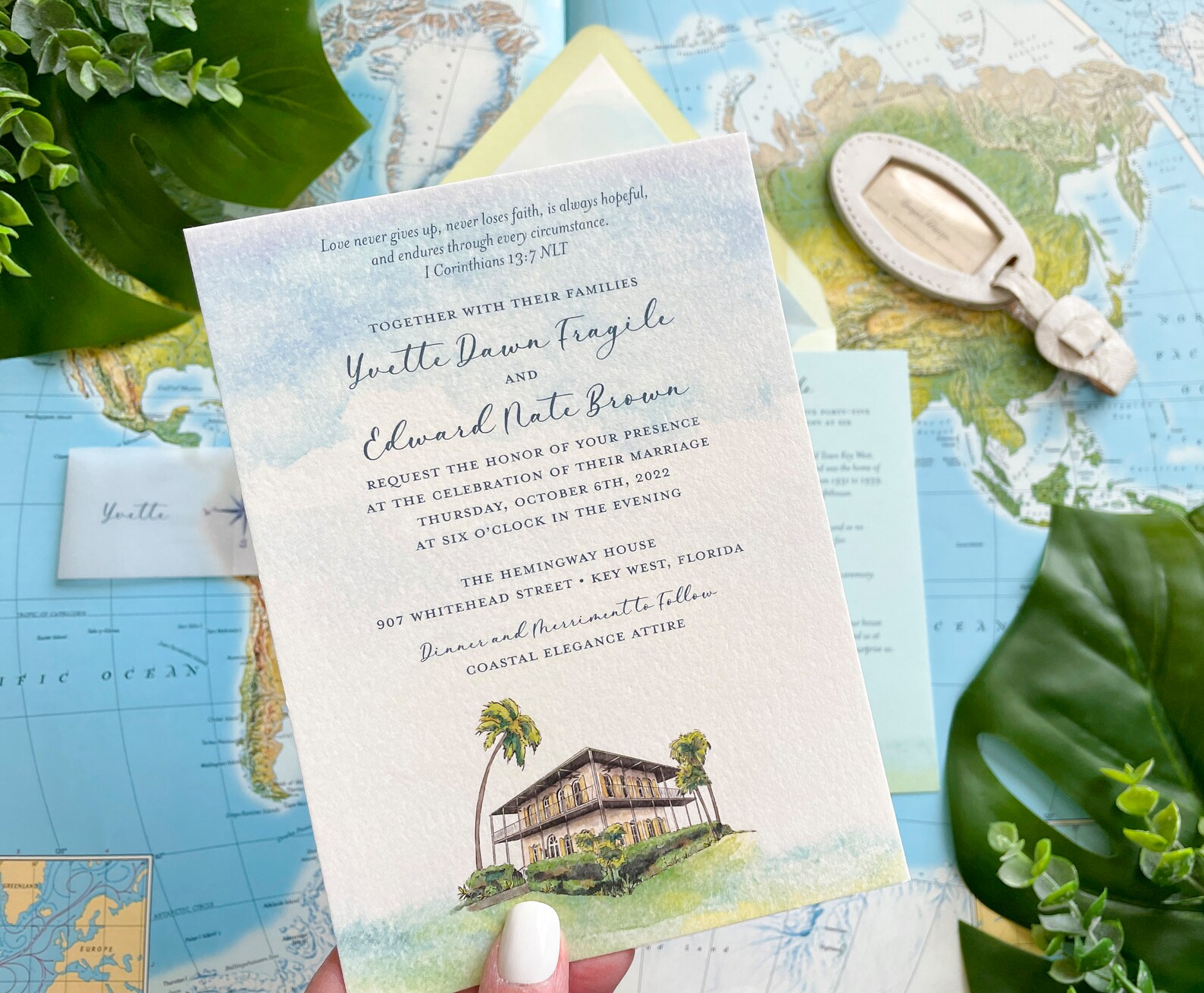 Key Lime Watercolor Wedding Invitation Hemingway House key - Etsy