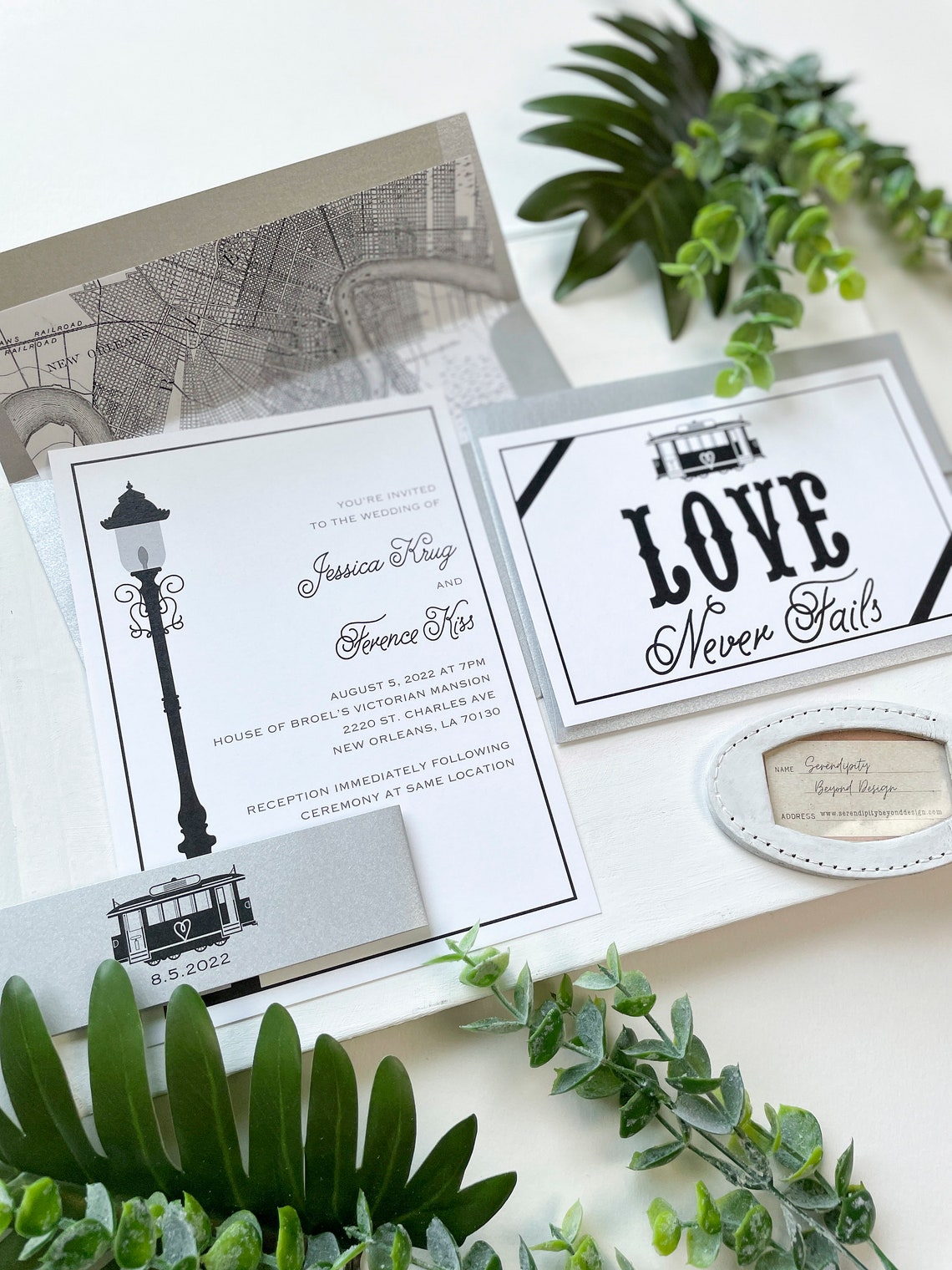 Modern Streetcar Wedding Invitation new Orleans Design Fee - Etsy