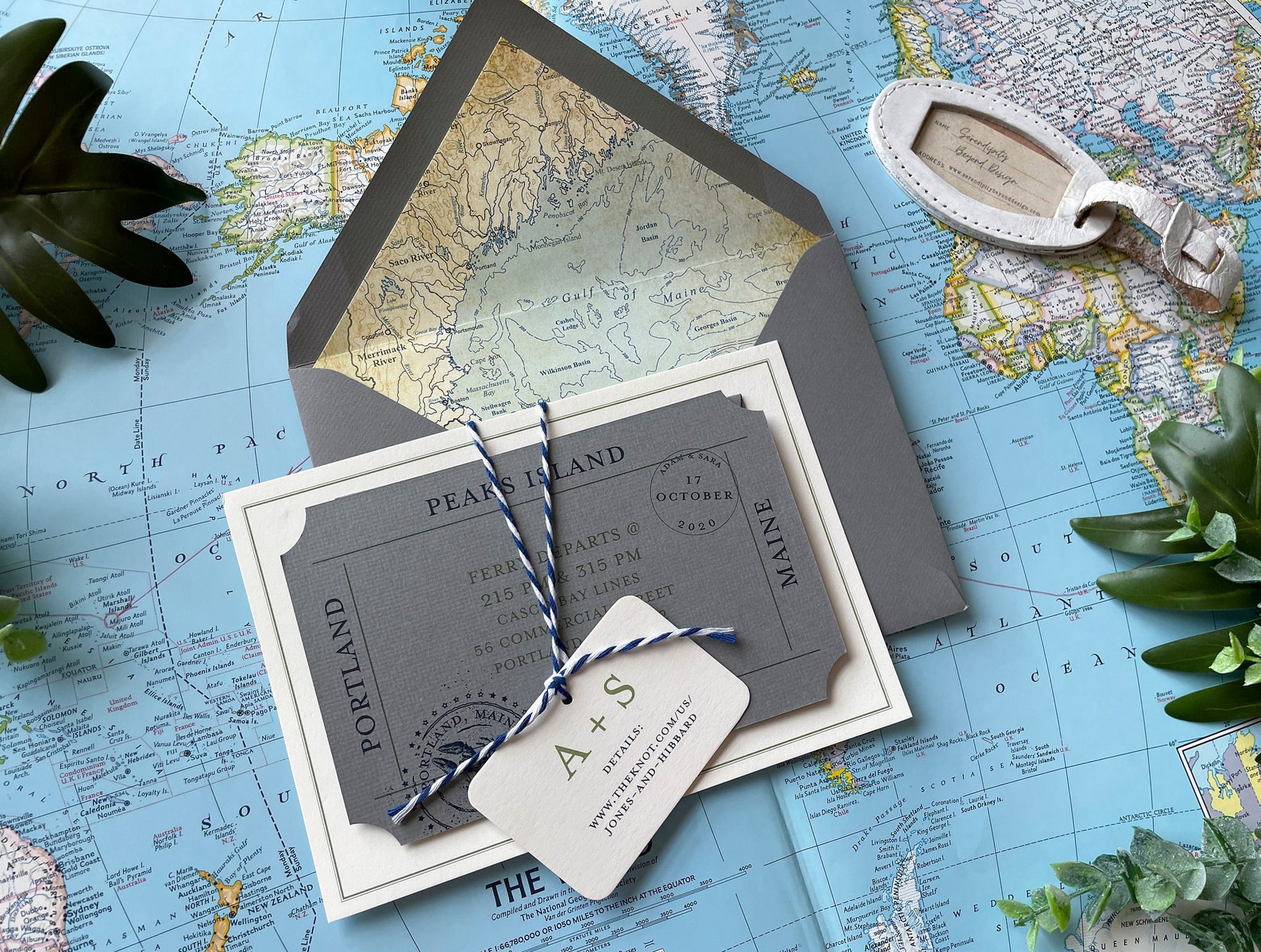 Compass Flat Card Wedding Invitation peaks Island Maine - Etsy