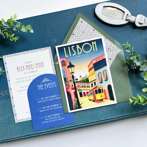 Travel Poster Wedding Invitation (lisbon, Portugal) - Design Fee - Etsy