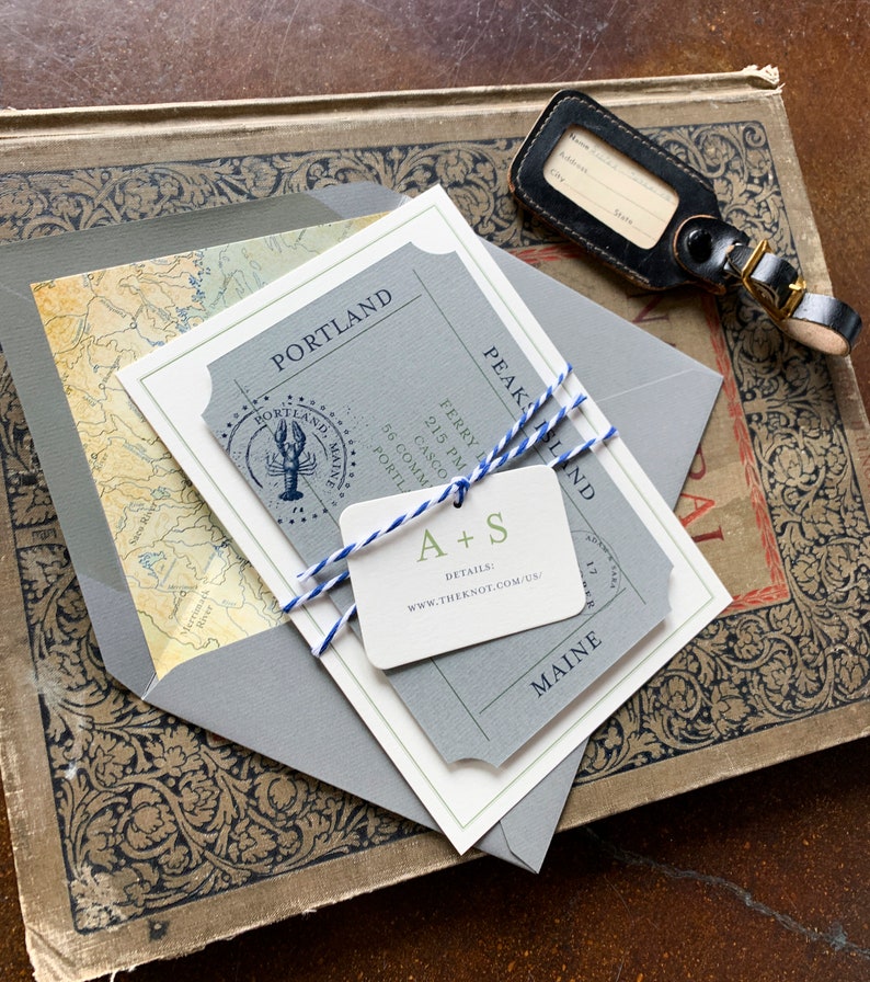 Compass Flat Card Wedding Invitation peaks Island Maine | Etsy