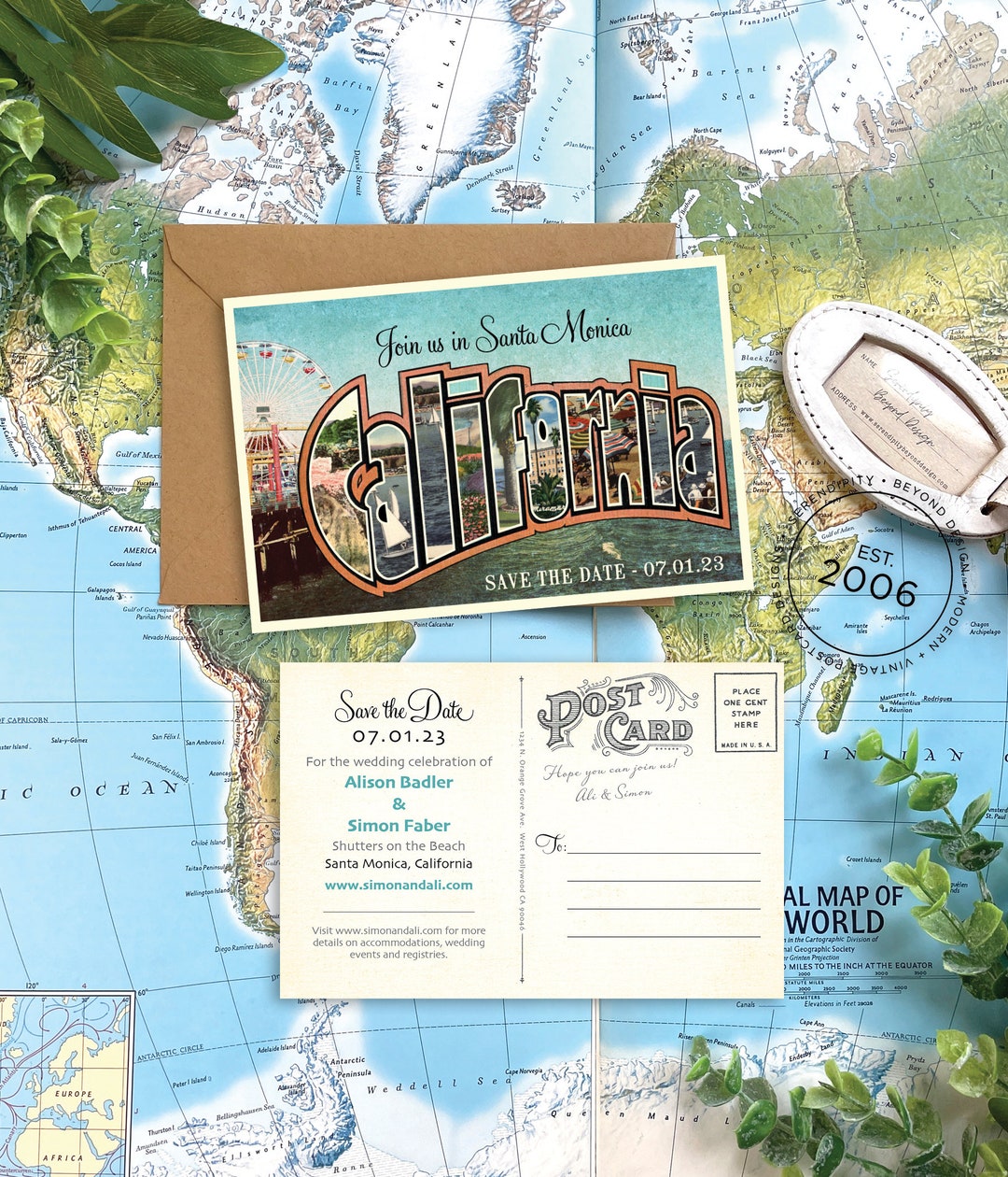 Save the Date - Santa Monica, California - Vintage Large Letter ...