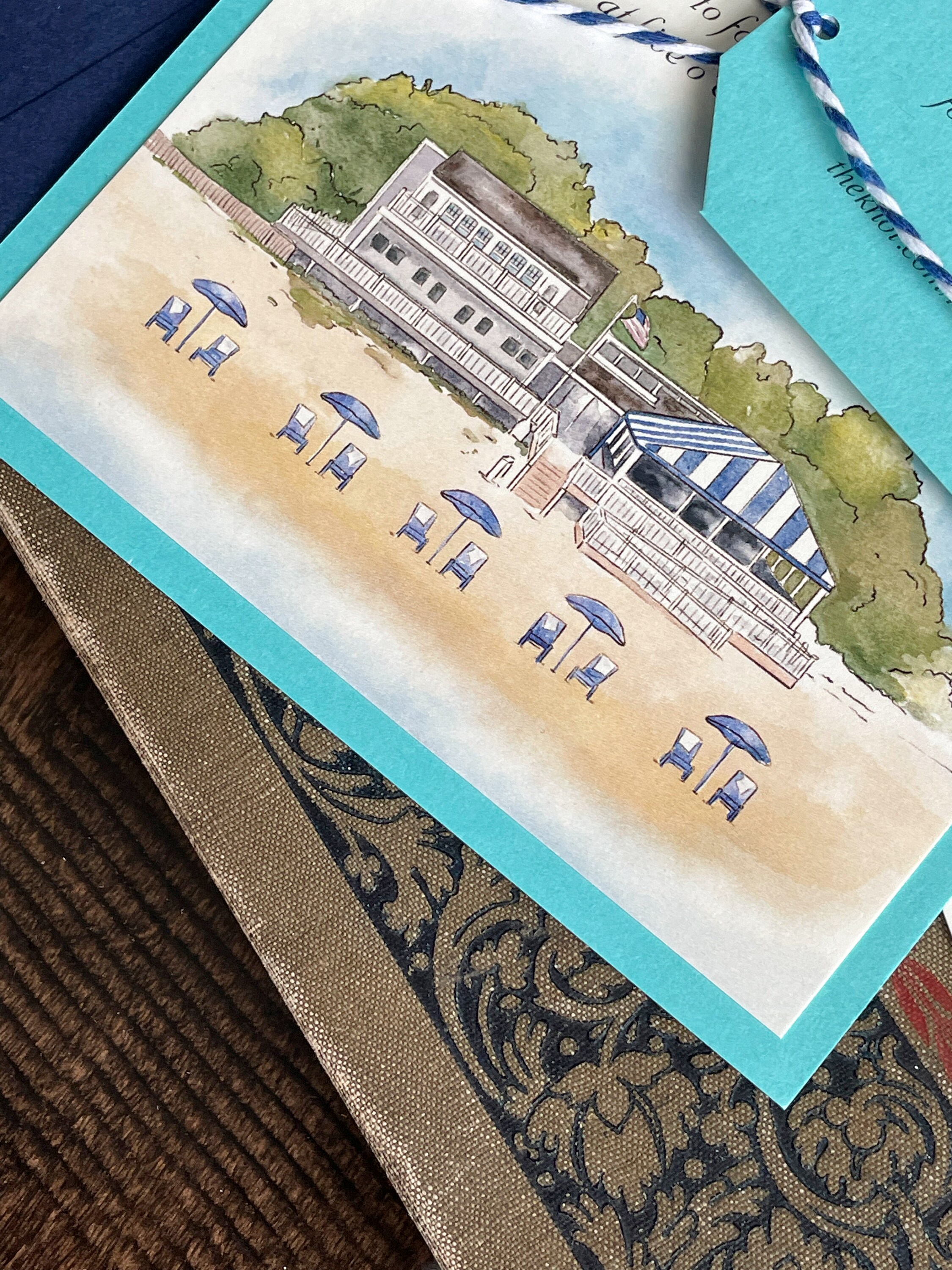 Custom Watercolor Wedding Invitation Popponesset Inn Cape | Etsy