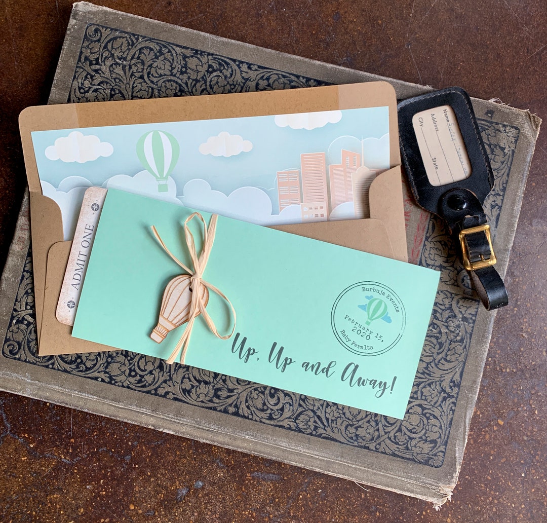 Hot Air Balloon Boarding Pass Baby Shower Invitation (NYC) - Design Fee ...