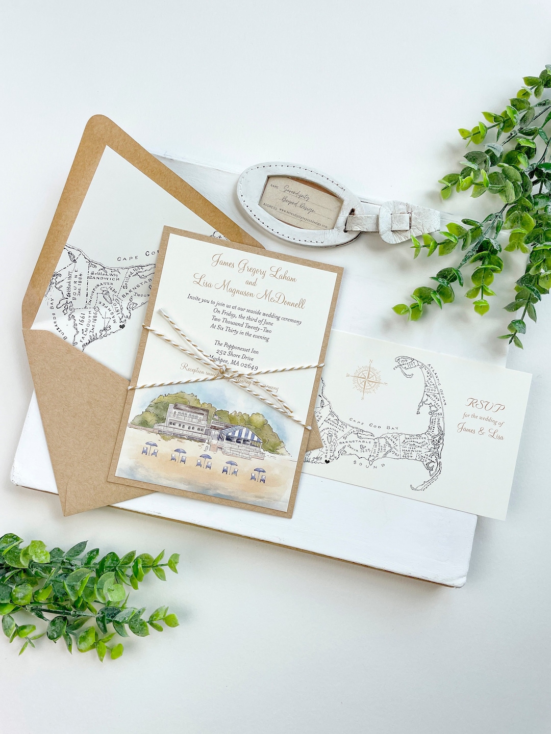 Custom Watercolor Wedding Invitation (popponesset Inn, Cape Cod ...