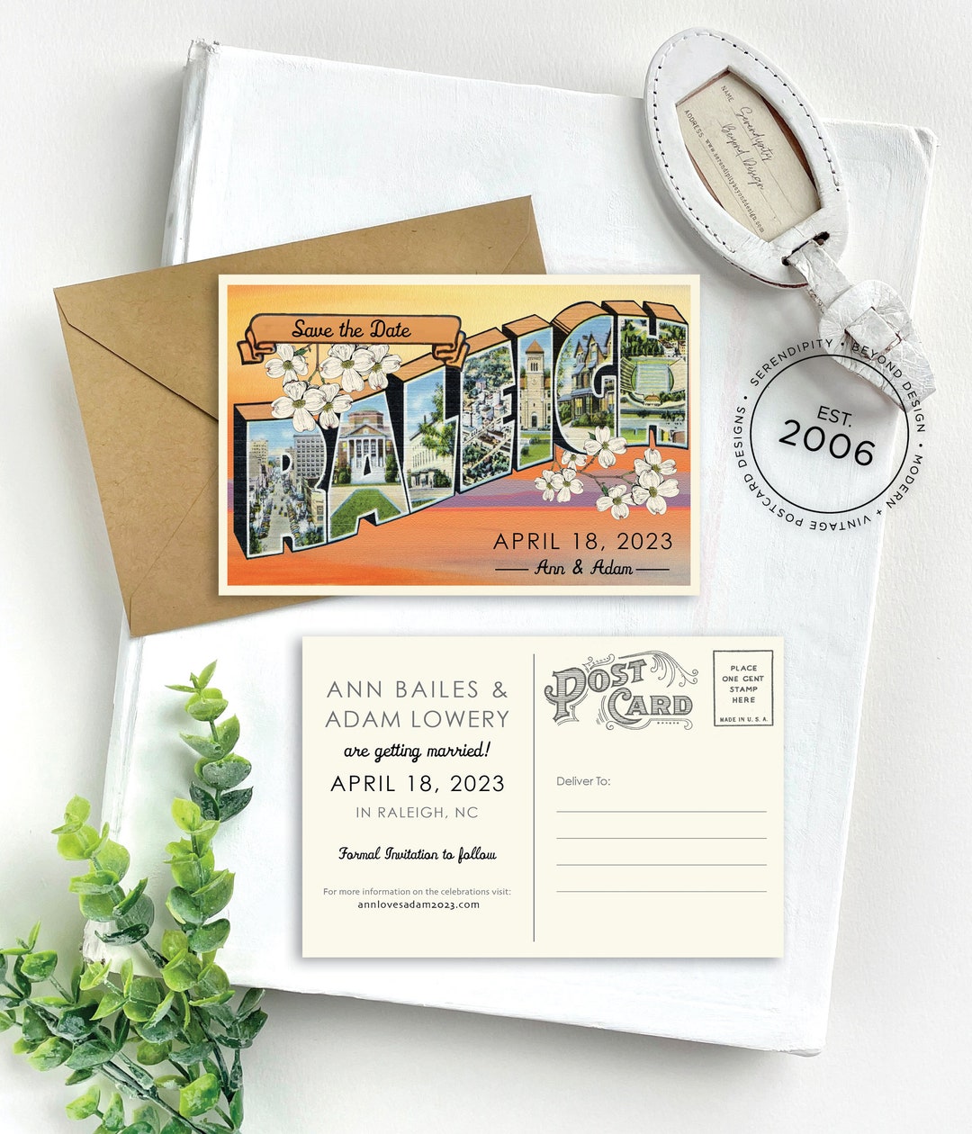 Save the Date - Raleigh - Vintage Large Letter Postcard ( North ...