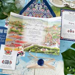 San Miguel Watercolor Gatefold Wedding Invitation (mexico) - Etsy