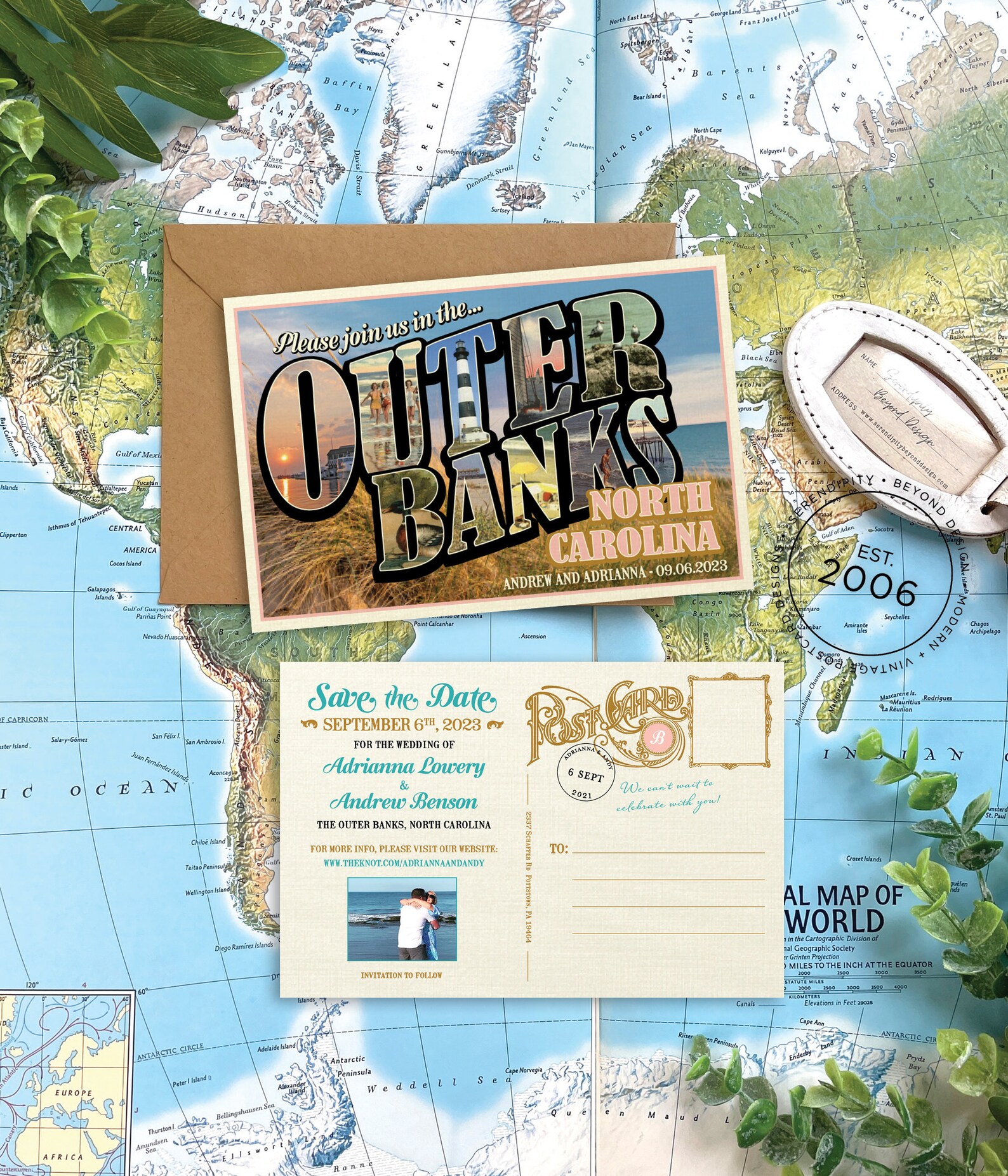 Save the Date Outer Banks Vintage Large Letter Postcard - Etsy