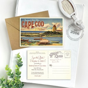 Save the Date - Cape Cod - Vintage Travel Postcard - Design Fee - Etsy