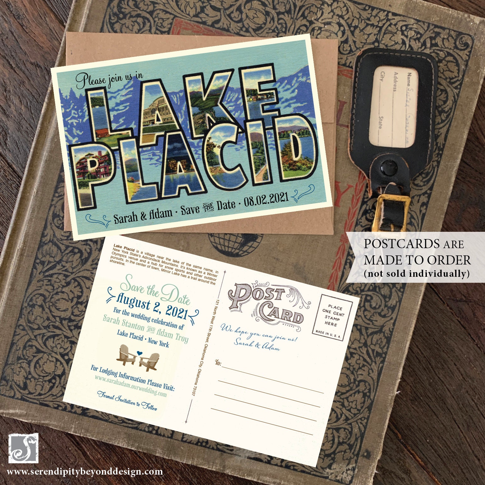 Save the Date Lake Placid Vintage Large Letter Postcard | Etsy