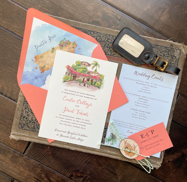 Custom Watercolor Wedding Invitation (rio Grande, Puerto Rico) - Design ...