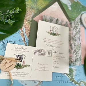Tropical Vellum and Monogram Wedding Invitation (costa Rica) - Design ...