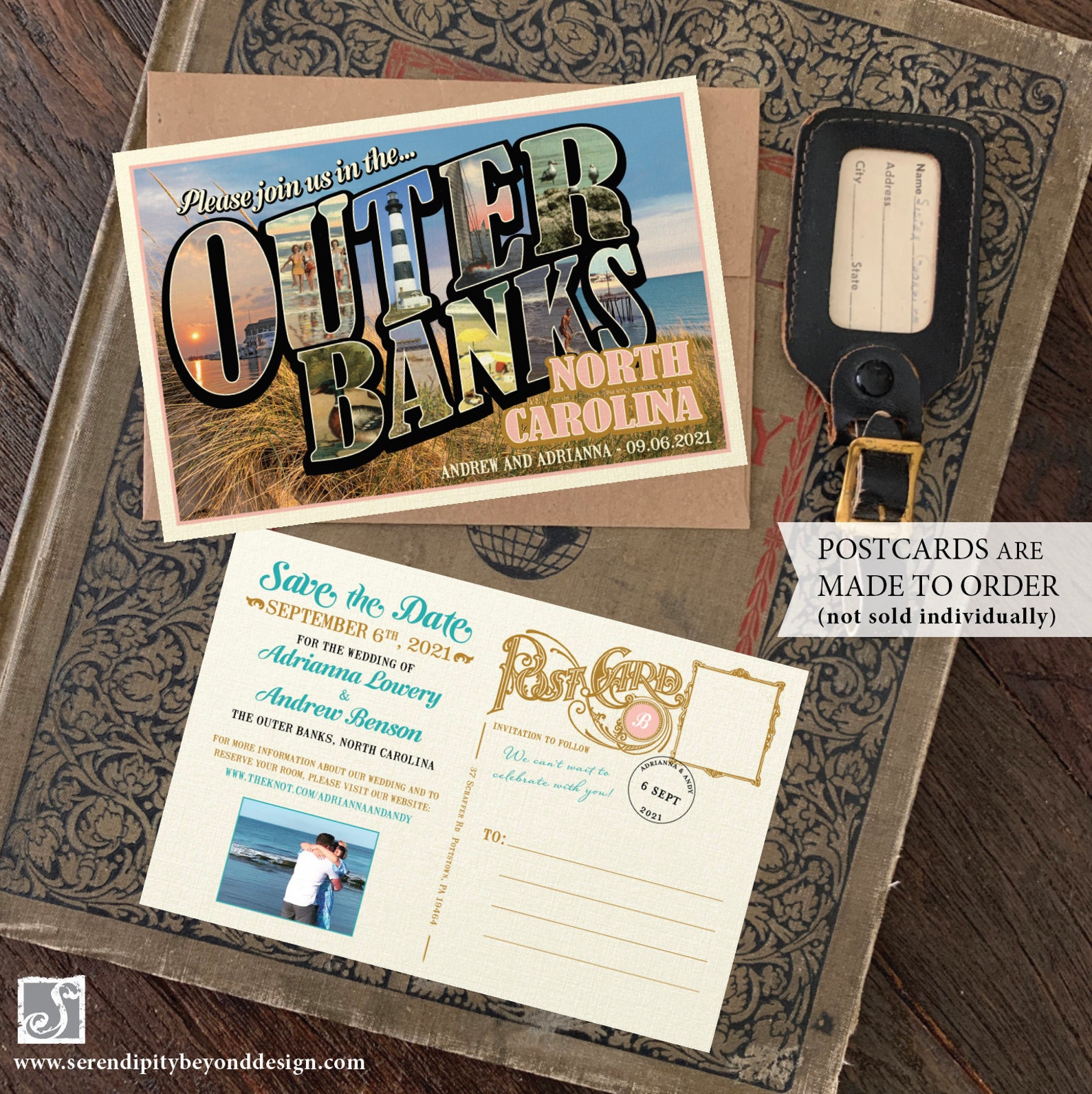 Save the Date Outer Banks Vintage Large Letter Postcard | Etsy
