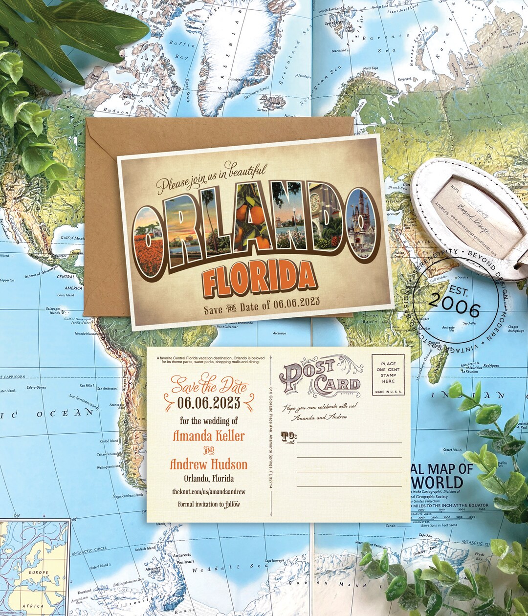 Save the Date - Orlando, Florida - Vintage Large Letter Postcard ...