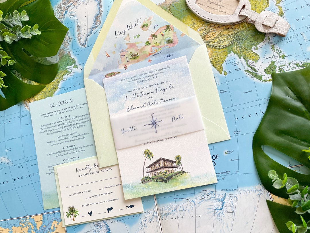 Key Lime Watercolor Wedding Invitation, Hemingway House key West ...