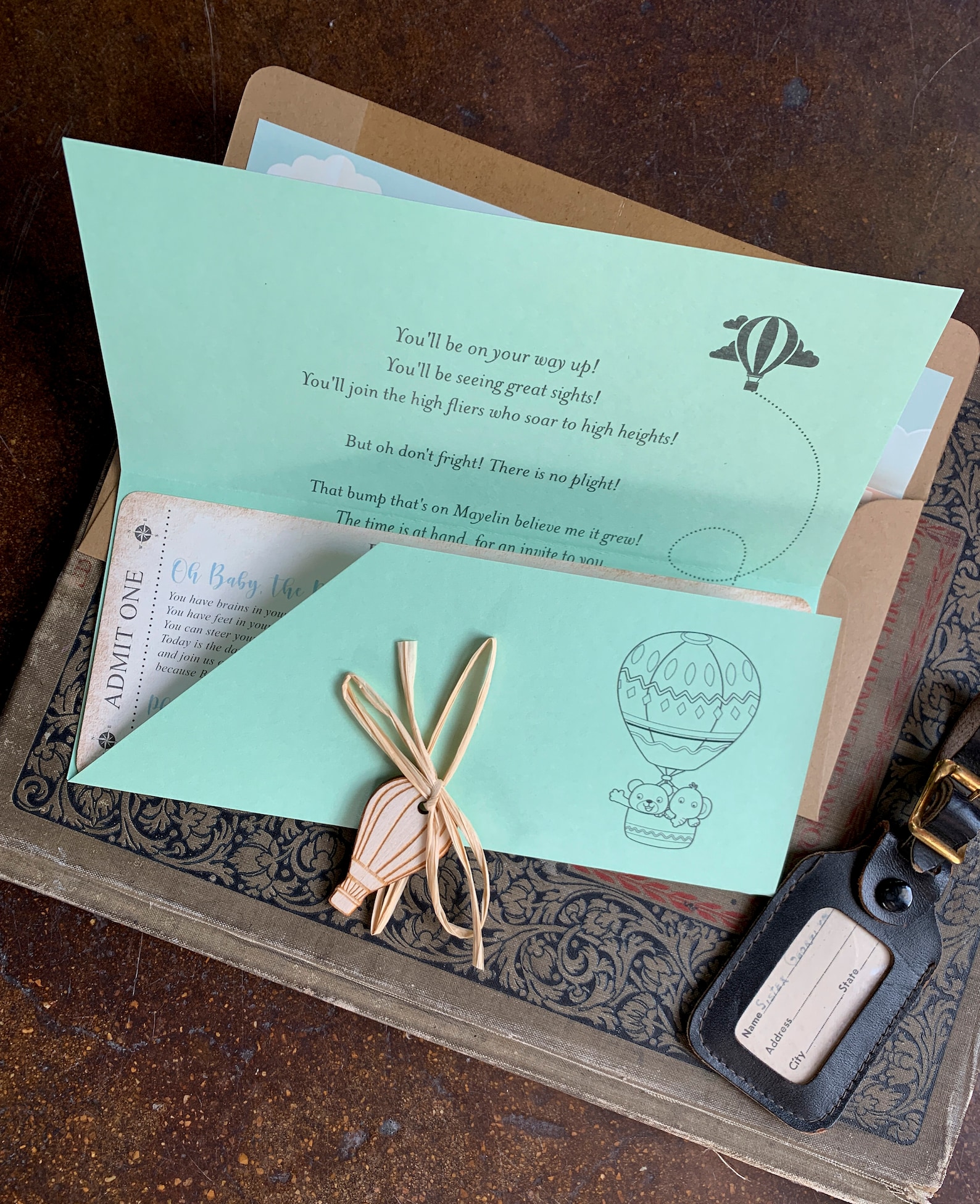 Hot Air Balloon Boarding Pass Baby Shower Invitation NYC | Etsy