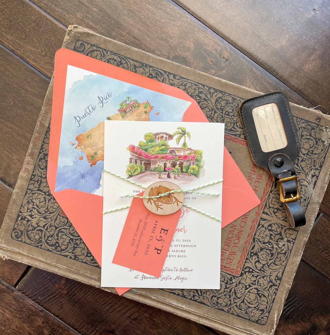 Custom Watercolor Wedding Invitation (rio Grande, Puerto Rico) - Design ...