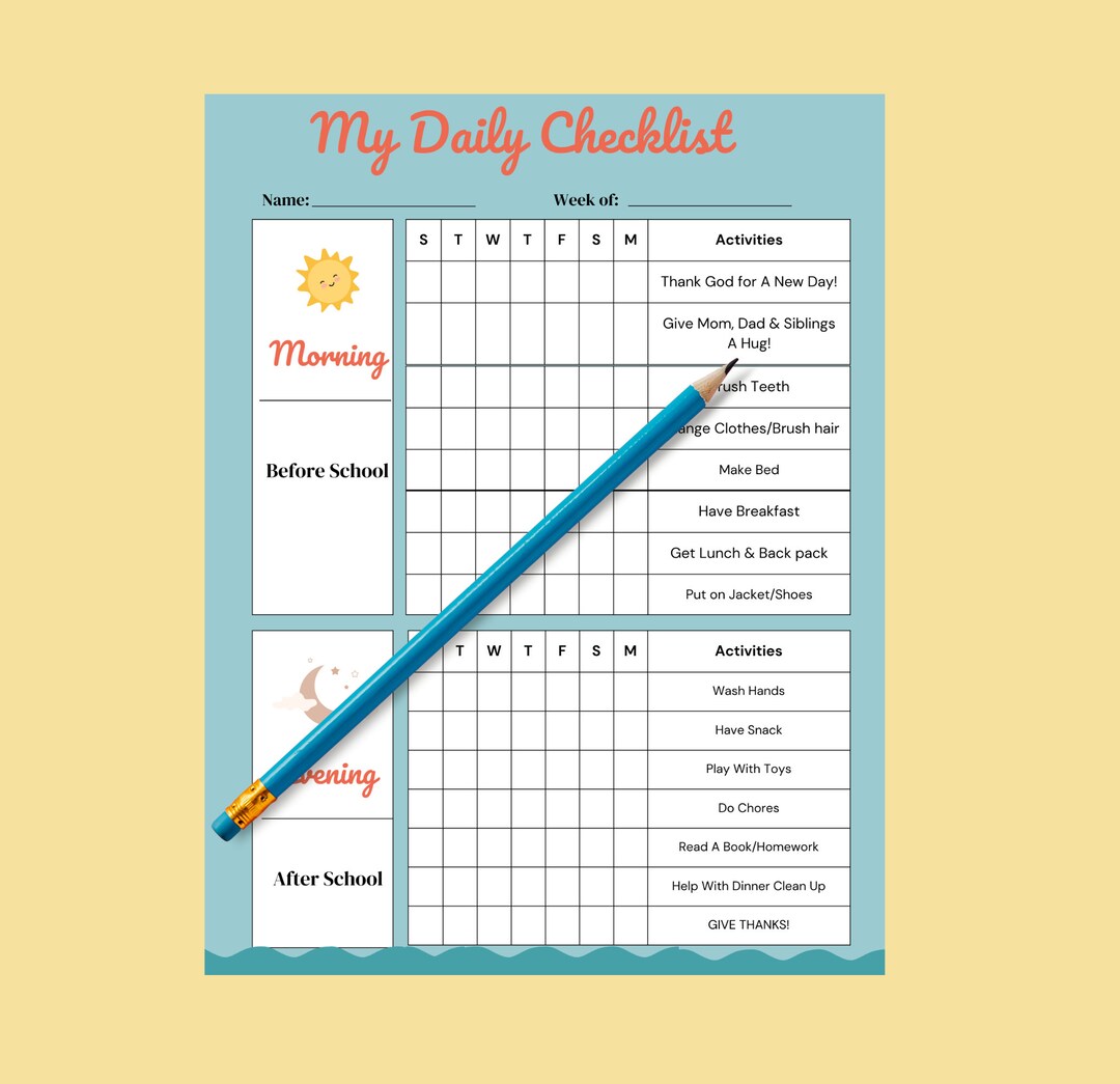 Children's Daily Routine Checklist. Help Children Complete Tasks - Etsy UK