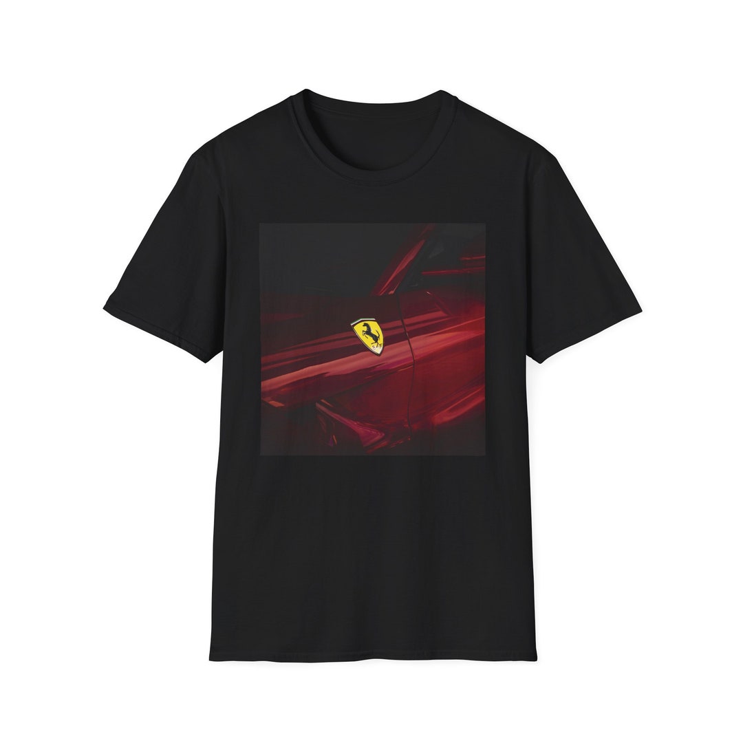 Ferrari Logo T-shirt Close-up Prancing Horse Emblem Red Ferrari Tee ...