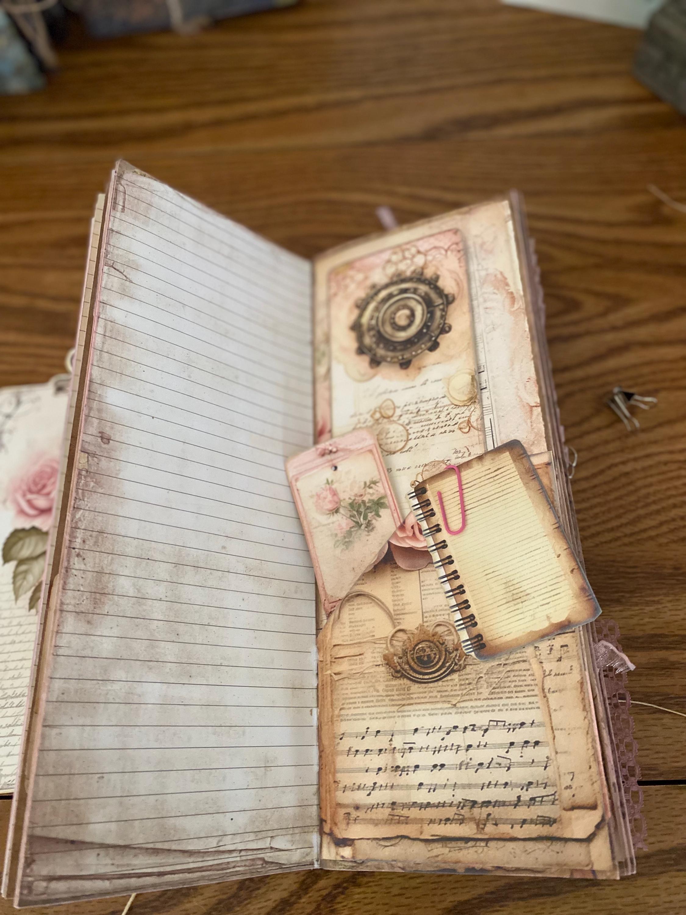 Pink Shabby,junk Journal, Tall, Skinny, Journal, Handcrafted, Writing ...