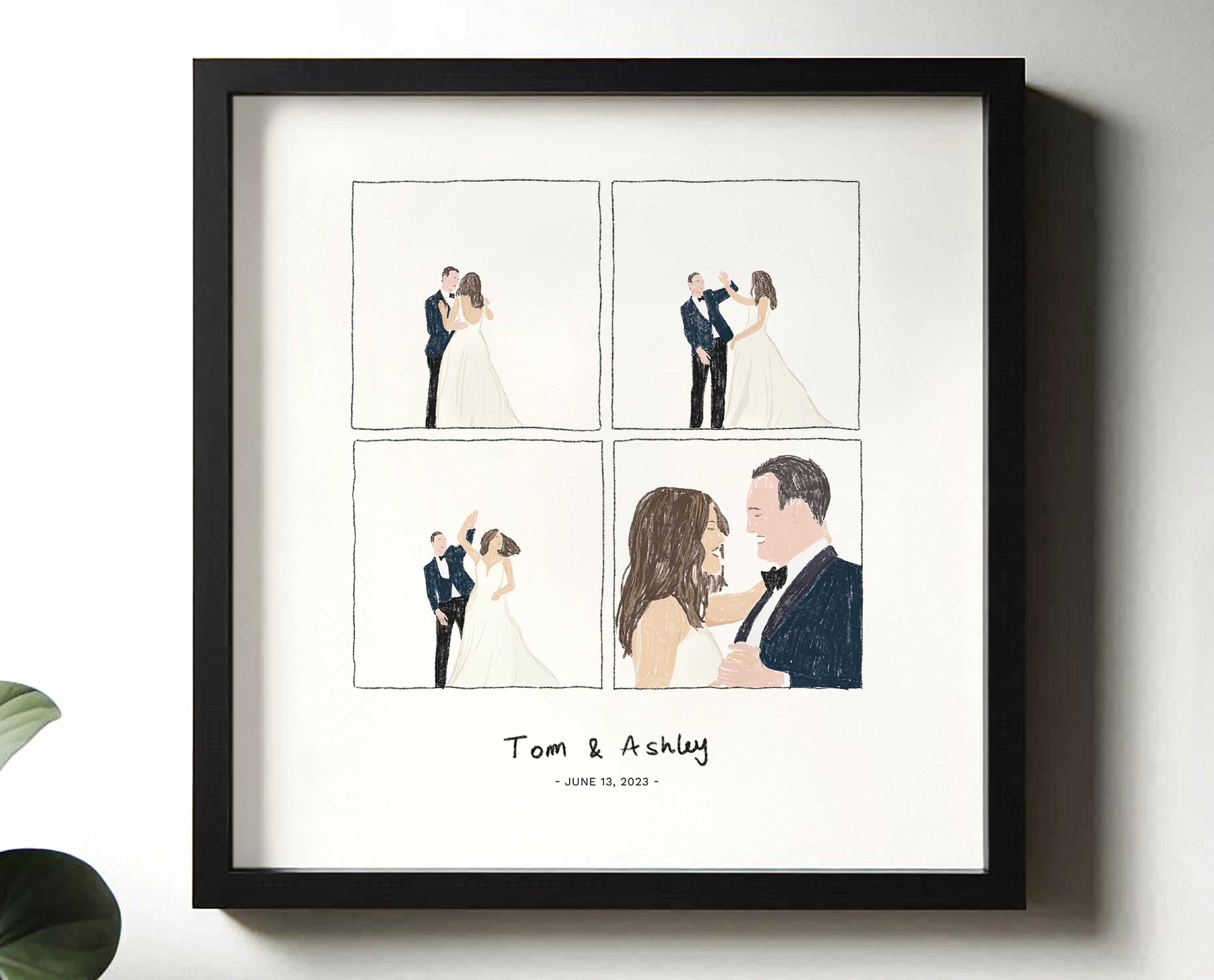 Custom Wedding Portrait Illustrations Sequence, Cute Couples Portrait ...