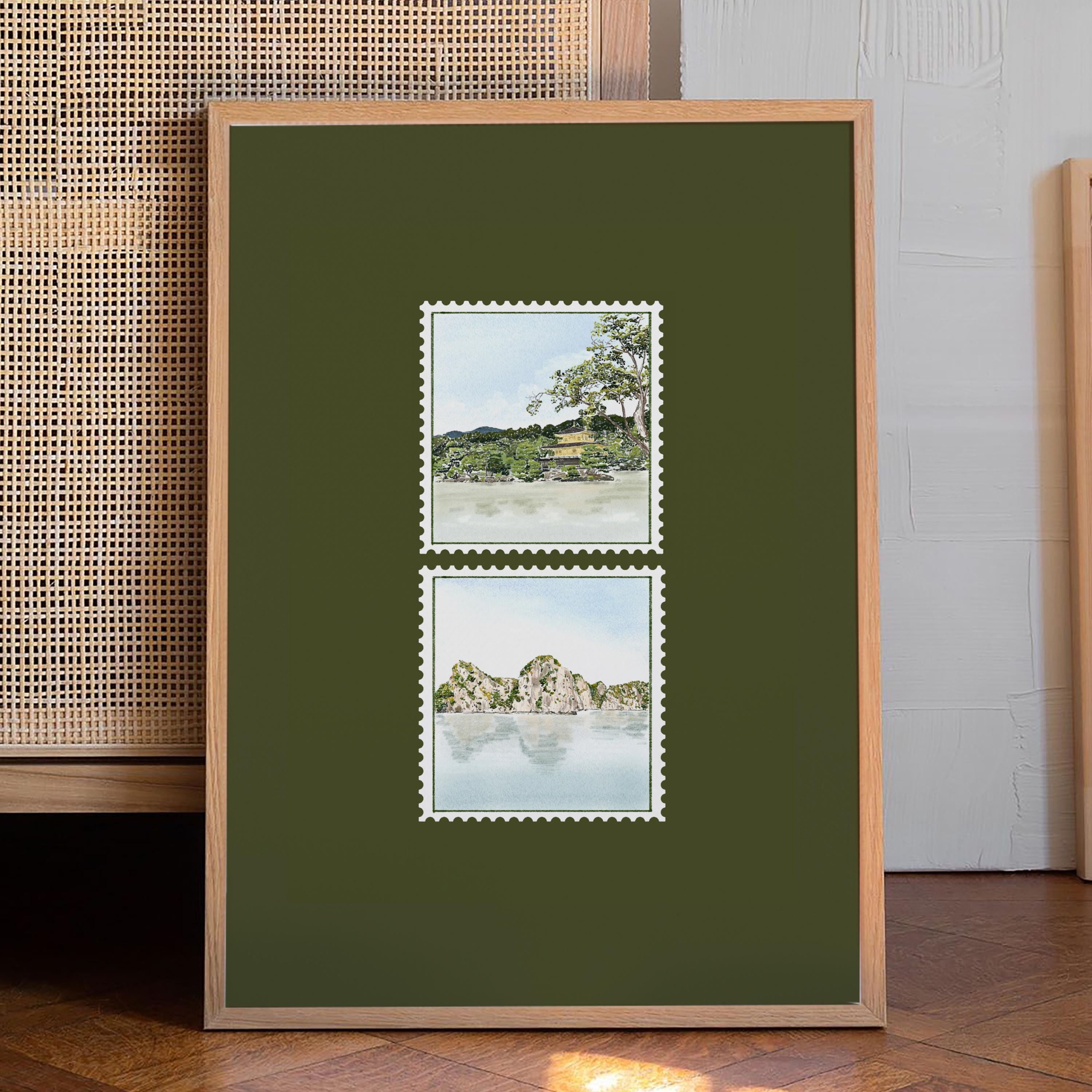 Custom Travel Two Stamps Art Print: Personalized Home Decor, Custom ...