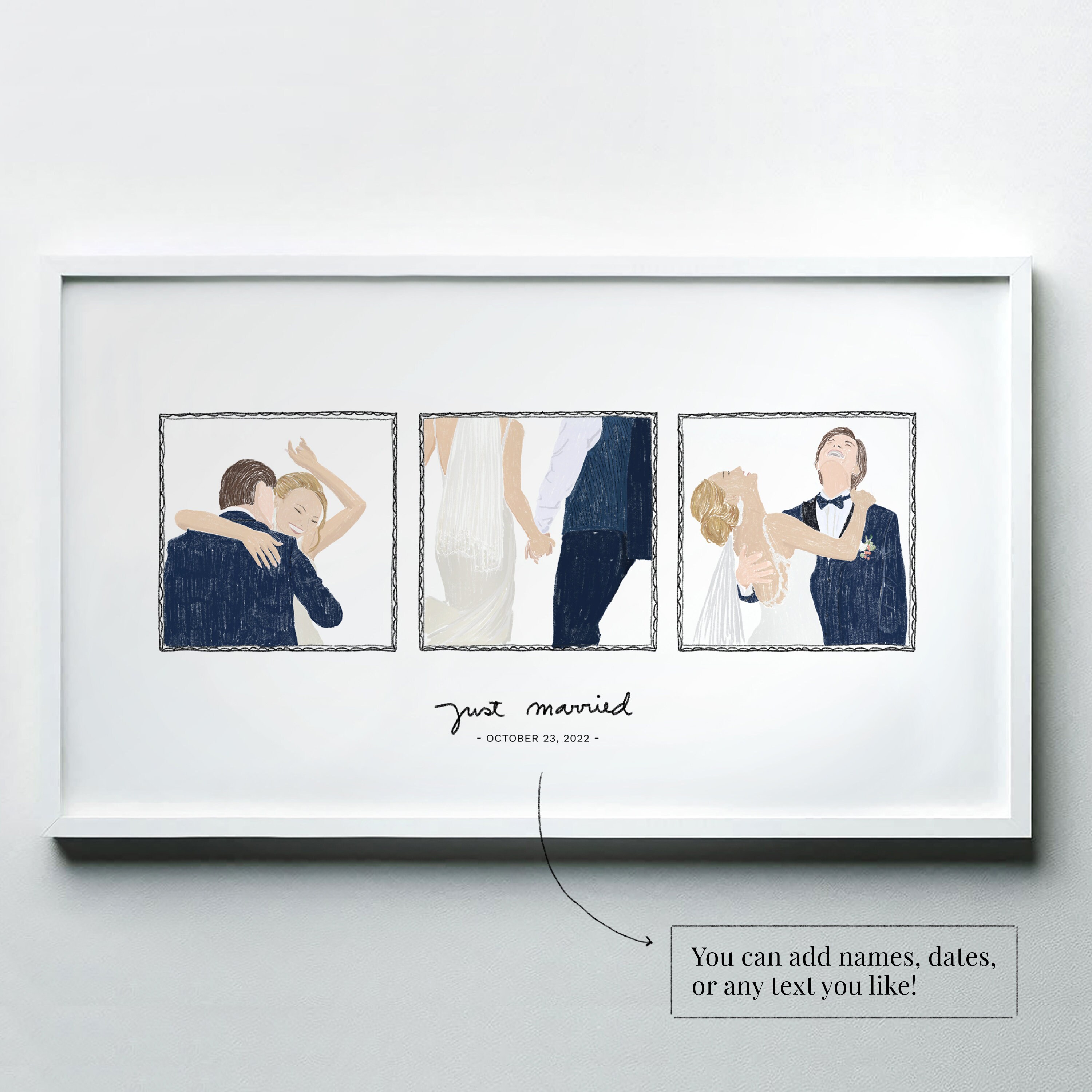 Custom Wedding Portrait Illustrations Sequence, Cute Couples Portrait ...