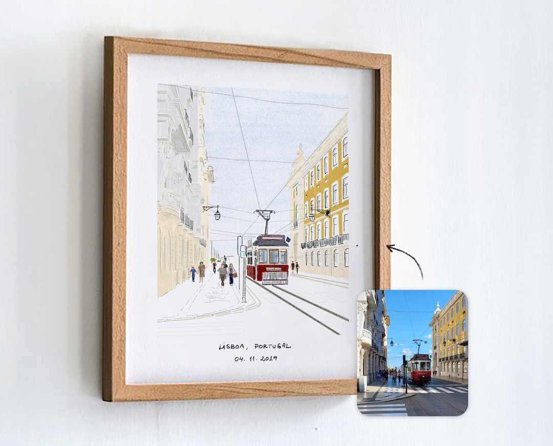 Custom Favorite Place Sketch From Photo Custom Travel Wall Art ...