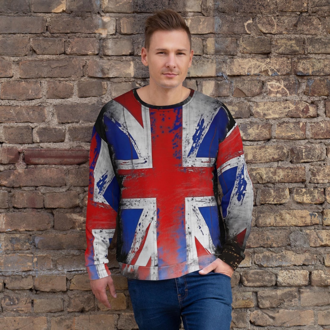 Union Jack Under Distress - Unisex Sweatshirt, Luxury, Cool Brit Style ...