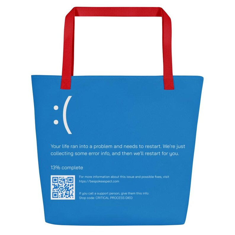 Blue Screen of Death - Computer Error All-over Print Large Tote Bag ...