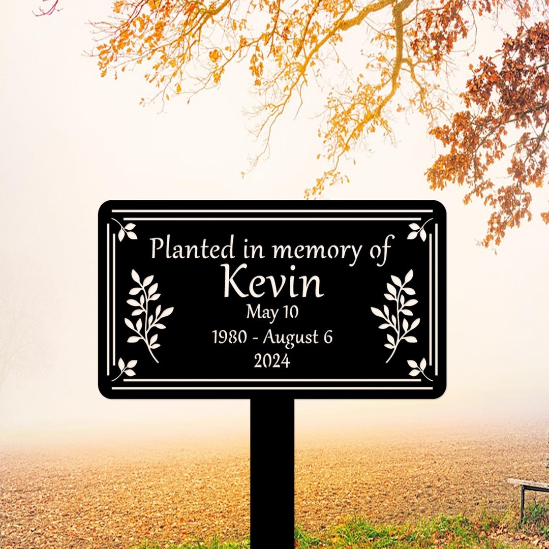 Custom Memorial Tree Sign With Stake, Metal Name Garden Marker, Tree ...