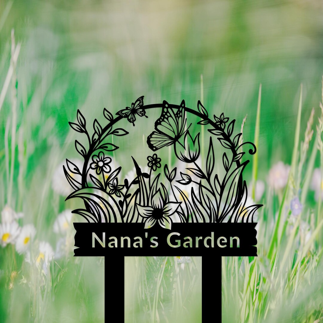 Custom Metal Garden Sign, Flower Sign With Stakes, Personalized Garden ...