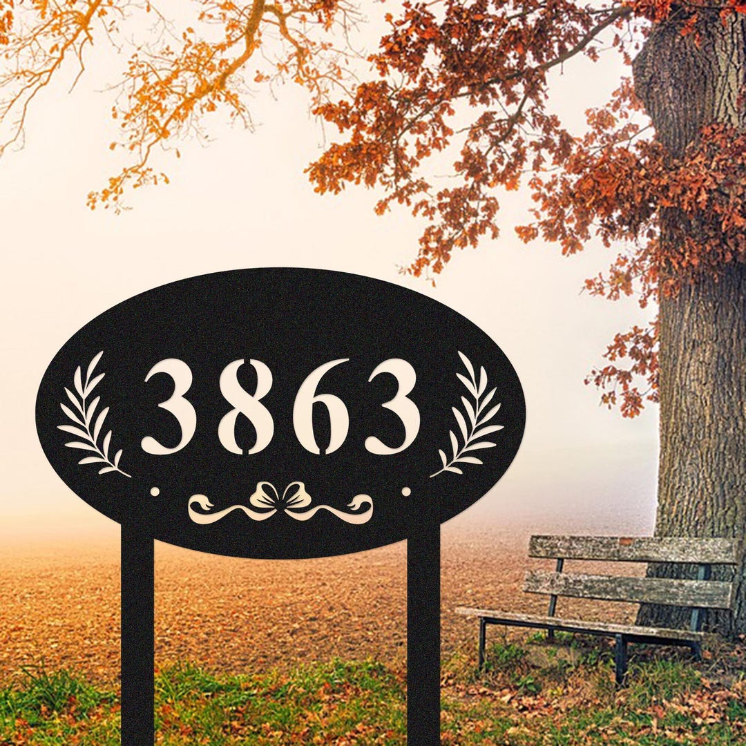 Personalized Metal Address Stake, Custom House Number Sign, Metal ...